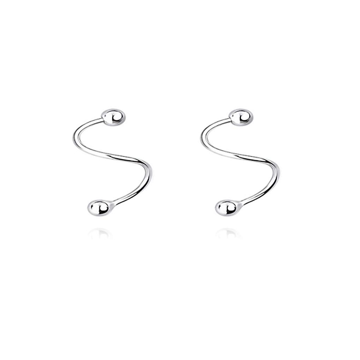 Reffeer 925 Sterling Silver Minimalist Crawler Earrings Little Ball Wrap Cuff Earrings For Women Teen Cartilage Earrings Helix Piercing Earrings (A-Silver)