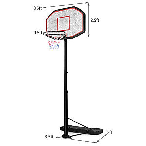 GYMAX Basketball Hoop, 6.5-10FT Height Adjustable Basketball System with 3’’ Thick Tube, Shatterproof Backboard, 2 Wheels, All Weather Portable Basketball Goal for Kids Teens Adult, Indoor Outdoor Gym