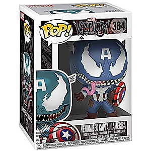 POP Marvel: Venom - Venomized Captain America Funko Pop Vinyl Figure (Bundled with Compatible Pop Box Protector Case), Multicolored, 3.75 inches