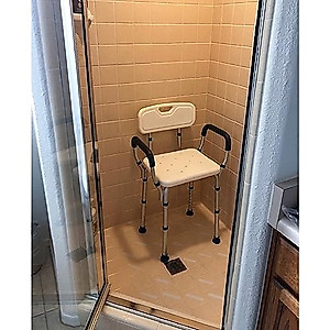 GreenChief Shower Chair with Arms and Backrest Removable, Narrow Shower Stool for Bathtub, Bath Seat Bench Adjustable Small Shower Seat for Inside Shower Stall - Elderly, Seniors, Handicap, Bariatric