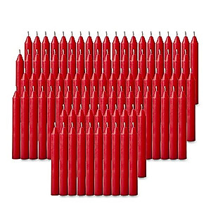 100 pcs Bulk Red Candles for Christmas Tree - Angel Chime Decorations - Christmas Pyramids Carousel - 4 inch X 1/2 inch Diameter - 1.5 Hour Burn Time.Unscented