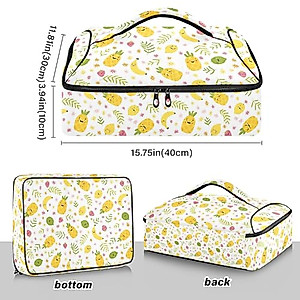 Kcldeci Insulated Thermal Food Carrier Insulated Casserole Carrier for Hot or Cold Food,Pineapple Lemon Strawberry Insulated Tote Bag for Potluck Cookouts Parties Picnic,Lasagna Lugger
