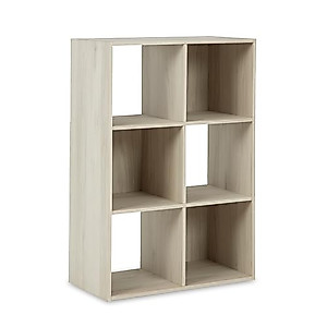 Signature Design by Ashley Socalle Modern 6 Cube Storage Organizer or Bookcase, Whitewash