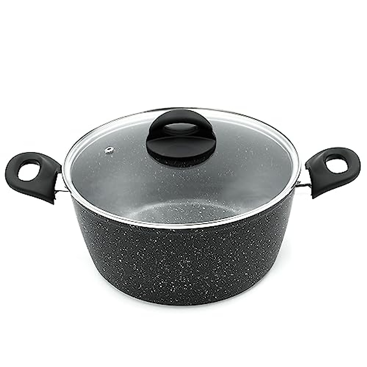 Blackmoor 66130 9.5” 4.5 Quart Casserole Pot and Lid / Stylish Black Marble Finish / Non-Stick & Anti-Scratch / Cool Touch Handle / Suitable for Induction, Electric and Gas Hobs