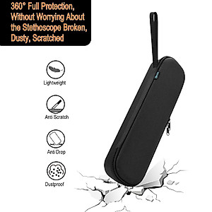 Beautyflier Travel Case for 3M Littmann Classic III Monitoring Stethoscope, Stethoscope Carrying Case with Extra Pocket for Accessories, Storage Box for Stethoscope, EVA Black (Case Only)