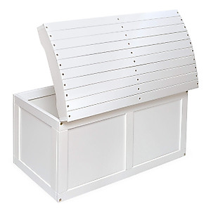 Badger Basket Hardwood Safety Hinge Barrel Top Toy Storage Chest, White (01335)