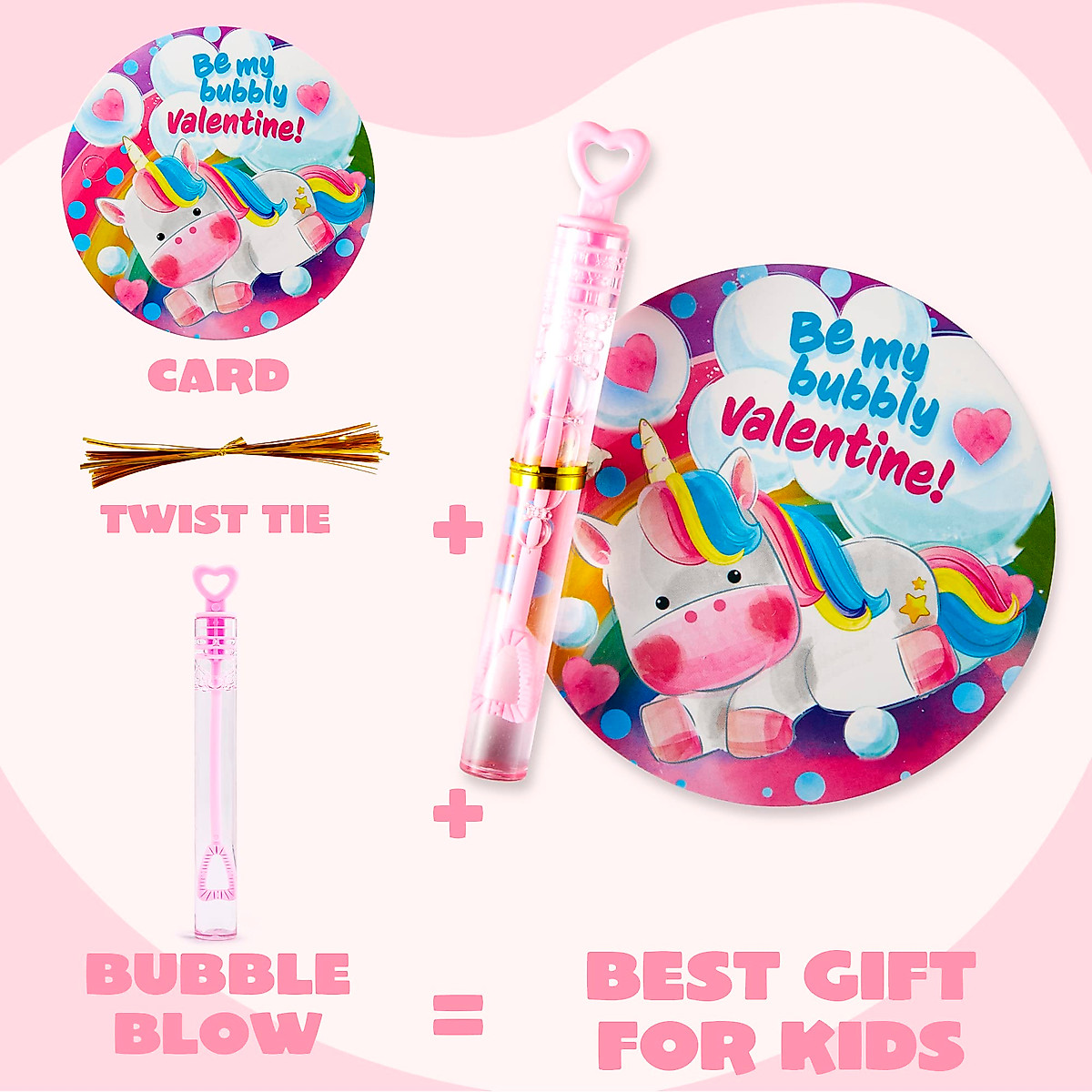 JOYIN 32 Pcs Valentines Day Gift Cards with Mini Bubble Maker Wands for Kids, Valentine Party Favor Toys, Valentine's Day Kids Classroom Exchange Prizes, Bubble Wands with Cards, Photo Prop Decor