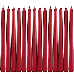 YIHANG Red Taper Candles - Set of 14 Dripless Candles - 10 inch Tall, 3/4 inch Thick - 7.5 Hour Clean Burning