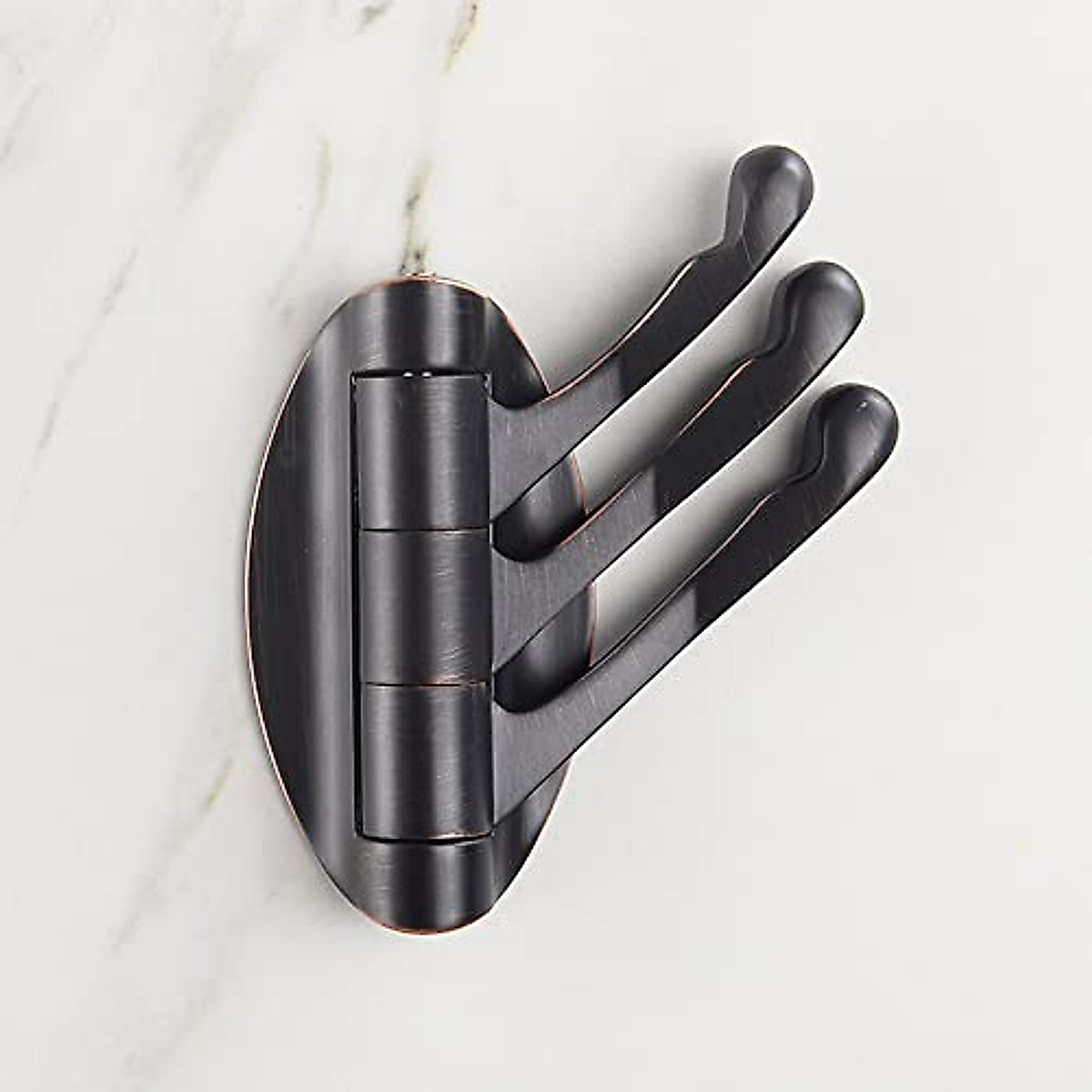 UMIRIO Solid Metal Swivel Hook Heavy Duty Folding Swing Arm Triple Coat Hook with Multi Three Foldable Arms Towel/Clothes Hanger for Bathroom Kitchen Garage Wall Mount, ORB