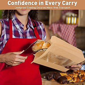 30-Pack Paper Bread Bags for Homemade Bread Sourdough Bread Bags with Tin Tie Tab Lock, Large Kraft Paper Bread Loaf Bag with Clear Window and Label Seal Stickers for Baked Food Packaging Storage