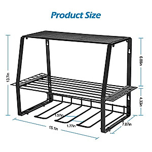 Eweenetu Power Tool Organizer, Heavy Duty Metal Floating Tool Shelf, Cordless Drill Holder Wall Mount, Garage Organization Utility Storage Rack, Perfect for Father's Day, USA Made