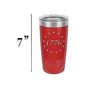 Rogue River Tactical Betsy Ross 1776 American USA Flag 20 Oz. Travel Tumbler Mug Cup w/Lid Vacuum Insulated Hot or Cold Military Vet Gift (Red)