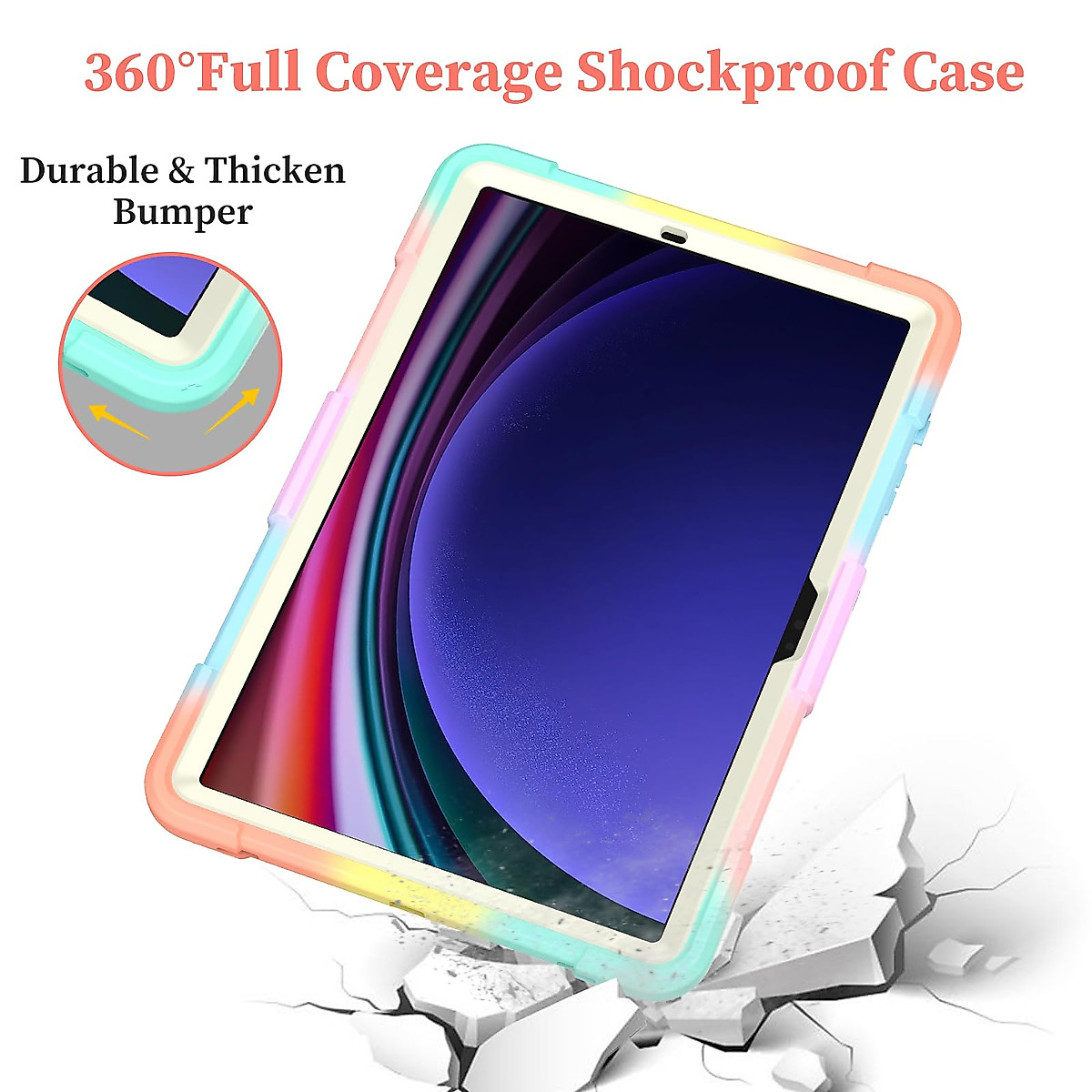 Hogenl Case for Samsung Galaxy Tab S10 Plus/Tab S9 FE Plus/Tab S9 Plus 5G Tablet 12.4'' Cover with Butterfly Stand Shoulder Strap and S Pen Holder Shockproof Full Protective for Kids Girls, Colorful