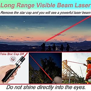 Red Laser Pointer High Power, High Power Laser Pointer Long Range Strong Laser Light Pointer Long Range USB Rechargeable Laser Pointer Pen for Teaching Hunting Outdoor Astronomy Hunting Lazer Pointer