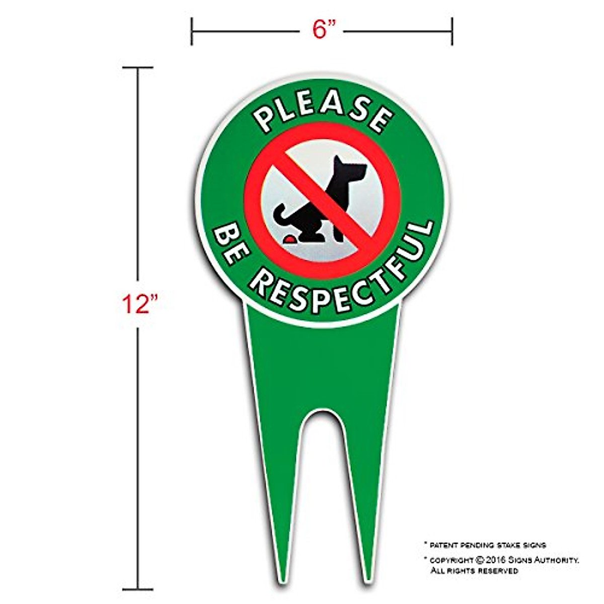 Signs Authority No Pooping Dog Signs for Yard | 6"x12" dibond Aluminum No Dog Poop Signs For Yard | Please Be Respectful - Dog Poop Signs For Yard | Pick Up Your Dog Poop Signs - Metal Outdoor Sign