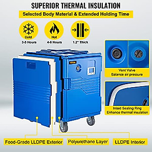 VEVOR Insulated Food Pan Carrier, 82 Qt Hot Box for Catering, LLDPE Food Box Carrier w/One-Piece Buckle & Insulated Food Pan Carrier, 82 Qt Hot Box LLDPE Food Box Carrier w/Double Buckles, Black