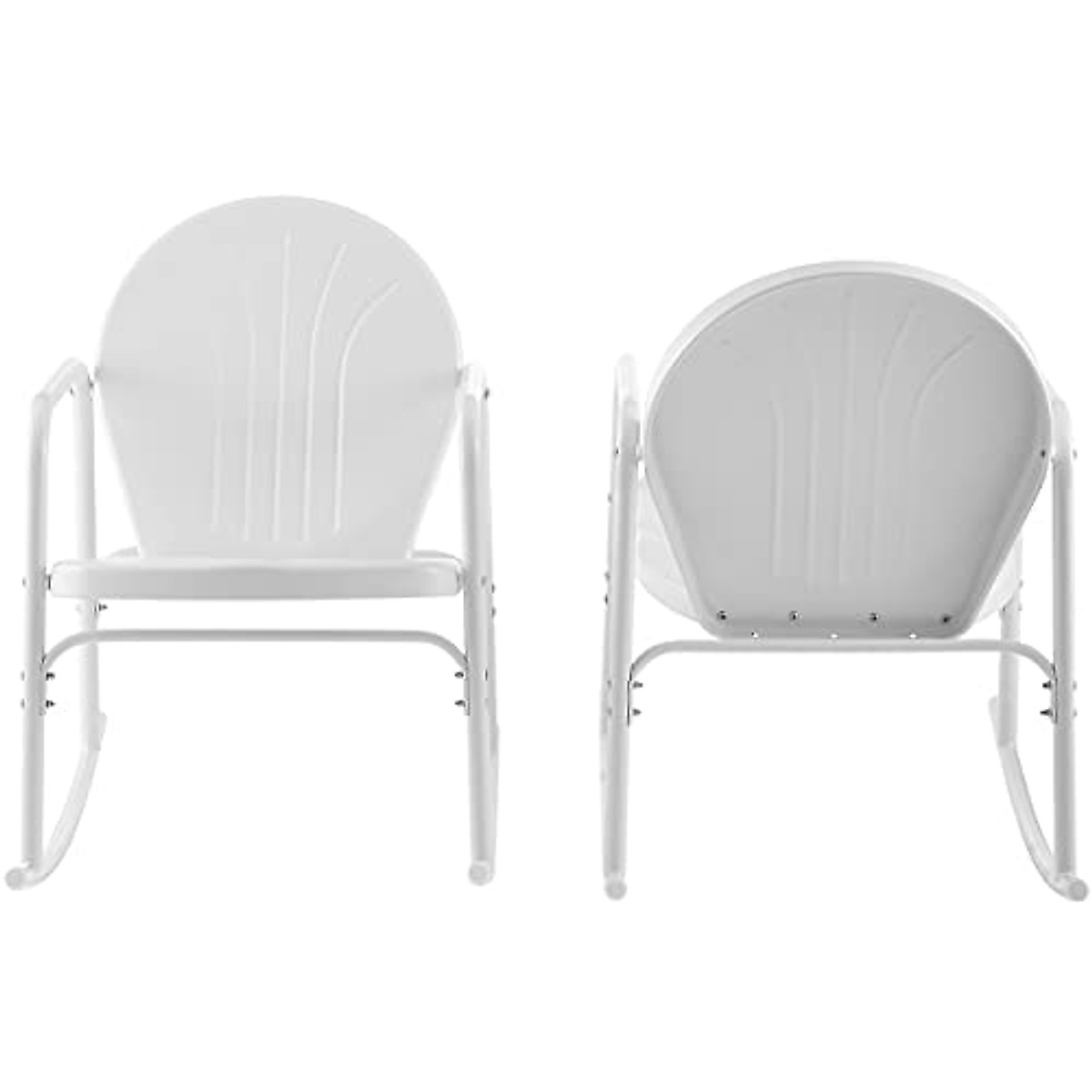 Crosley Furniture CO1013-WH Griffith Retro Metal Outdoor Rocking Chairs, White Gloss