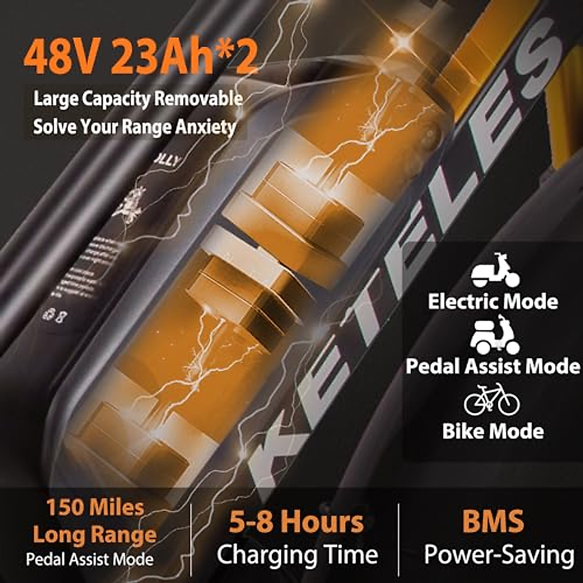 KETELES Upgraded Electric-Bike 2000W-46Ah-35MPH Dual-Motor Dual-Battery Ebike-Adults-Men - 26" Fat Tire Dirt-Bike Up to 150Miles Hydraulic Disc Brake for Snow Beach Mountain (US Warehouse)