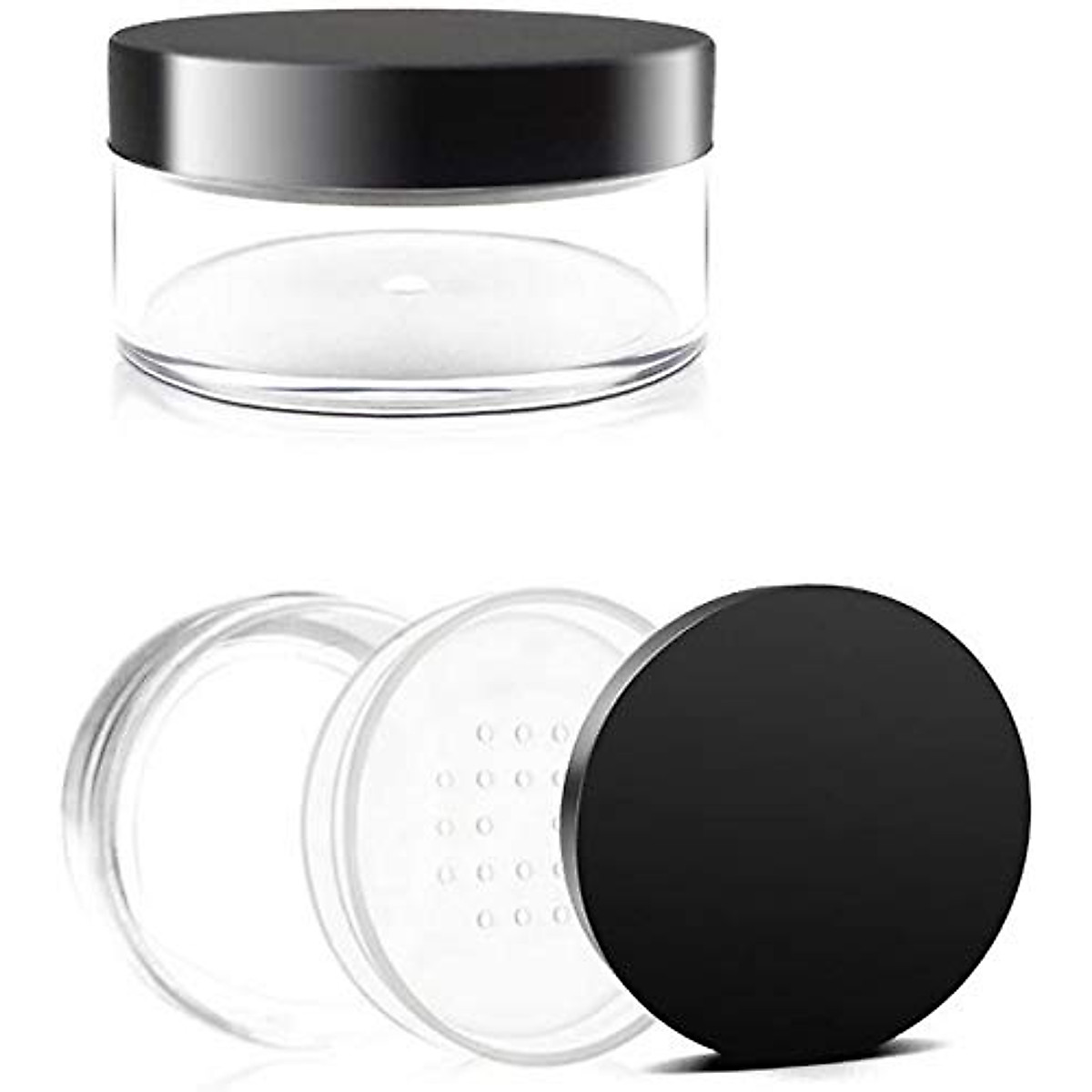 Dele 50g Plastic Empty Powder Puff Case Portable Makeup Case Travel Kit Blusher Cosmetic Makeup Containers with Sifter And Lids (Pack Of 8)