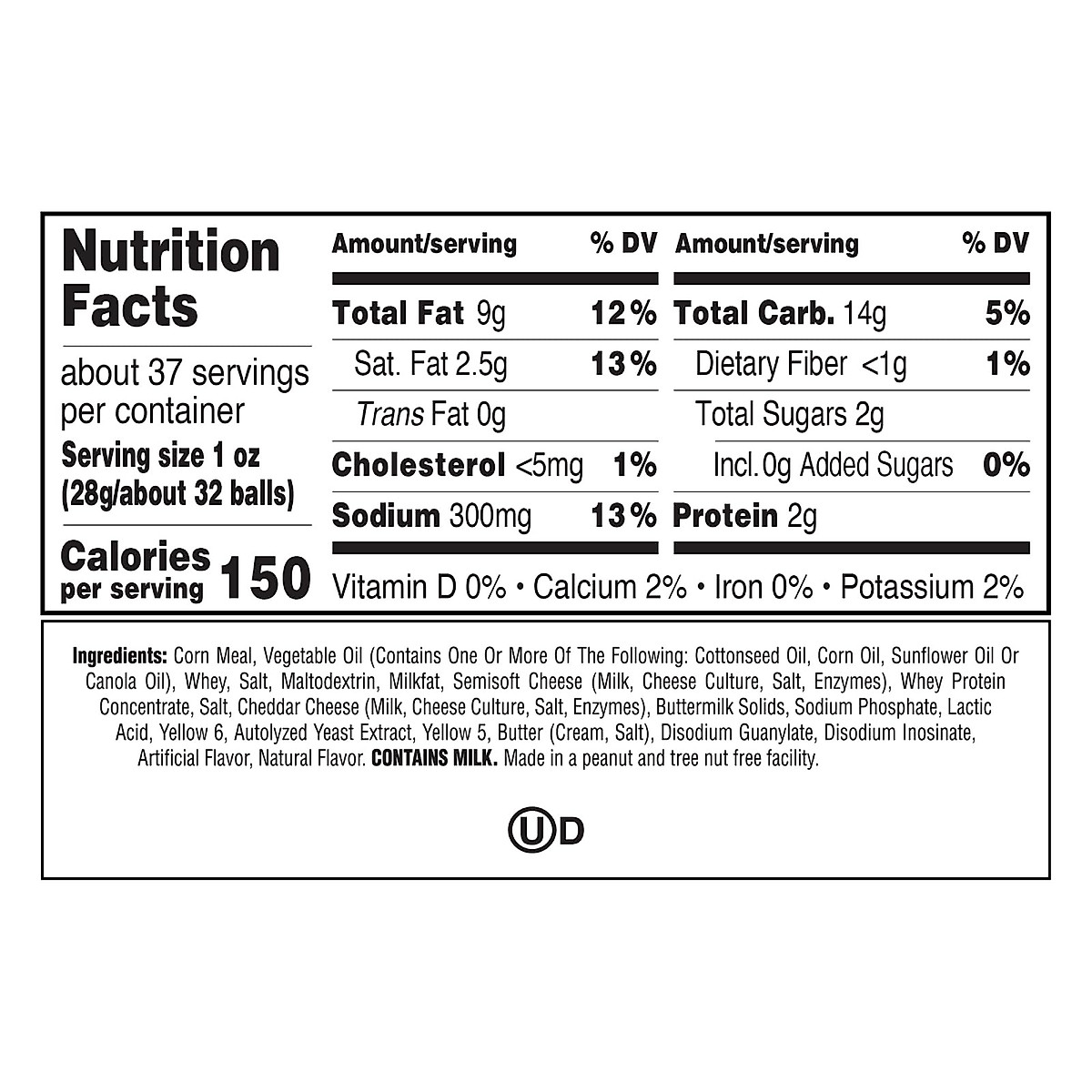 Utz Cheese Balls Barrel, Tasty Snack Baked with Real Cheddar Cheese, Delightfully Poppable Party Snack, Gluten, Cholesterol and Trans-Fat Free, Kosher Certified, 36.5 Oz