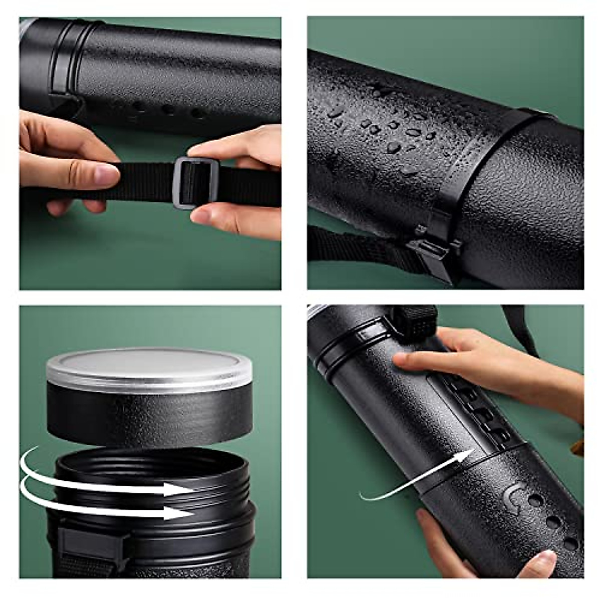 Ecjiuyi Poster Tubes,2Pack Extendable Poster Tube Expand from 24.5" to 40" with Adjustable Shoulder Strap Lids and Lable,Waterproof Telescoping Blueprint Art Document Storage Transport Carrying Tube