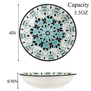 Cedilis 12 Pack Ceramic Soy Sauce Dipping Bowls, 3.5oz Pinch Bowls for Kitchen Prep, 4 Inch Small Sushi Soy Sauce Dish Plate, Colorful Condiments Bowl Dish Dip Bowls Side Dishes