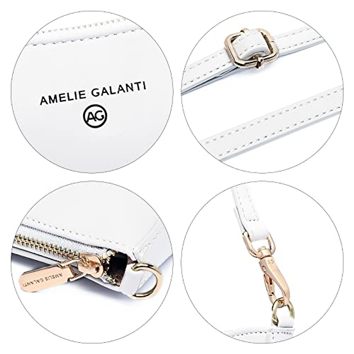 AMELIE GALANTI Small Crossbody Shoulder Bags for women Handbags Purse Underarm pouch with Two Removable adjustable straps