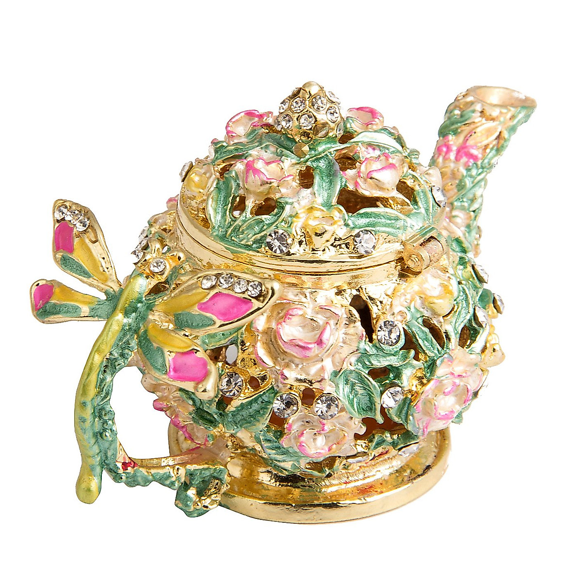 QIFU Hand Painted Teapot Style Enameled Trinket Box Hinged Unique Gift for Home Decor …