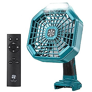 WaxPar 3 in 1 Camping Fan with LED Lantern, USB Portable Cordless Fan Powered by Makita 18V LXT Lithium-ion Battery, 3 Speed Battery Operated Fan Personal Handheld Fan with Remote Table Fan
