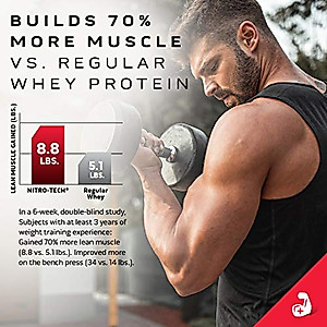 MuscleTech Nitro-Tech Whey Protein Powder Isolate & Peptides | Protein + Creatine for Muscle Gain | Muscle Builder for Men & Women | Sports Nutrition | Vanilla, 10 lb (100 Servings)