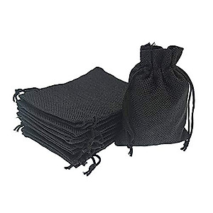 Bezall 50Pcs Black Burlap Bags 5x7, Drawstring Linen Jewelry Gift Bags Jute Sacks Halloween Candy Pouch Wedding Party Favor Bags