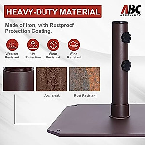 ABCCANOPY Patio Umbrella Base Heavy Duty Umbrella Holder Outdoor Umbrella Stand Iron Plate Stand, 37 lbs Octagon, Brown