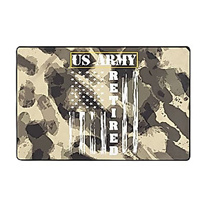 Army Retired American Flag Area Rug Living Room Bedroom Kitchen Sofa Bedside Carpet Floor Mats 72"X48"