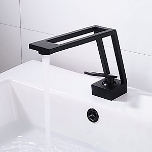 Modern Black Bathroom Sink Faucet: Single Hole Bathroom Faucet Matte Black - Unique Contemporary Vanity Faucets SHUNLI