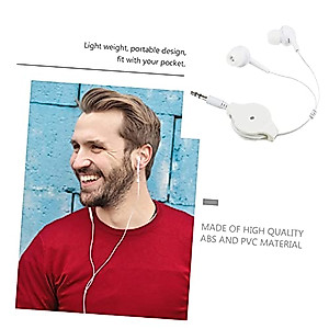 JEWEDECO Ear Buds Wired Ear Headphones Mini Earphone Sound Insulation Ear Plugs in-Ear Earphone Retractable Headset wrap Around Earbuds Headphone wrap White Soundproof Plug Storage