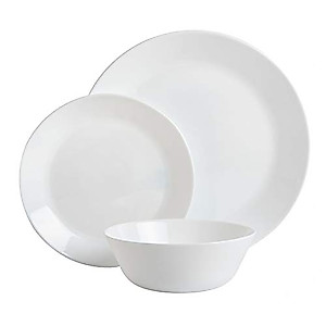 Gibson Home Ultra Break and Chip Resistant Dinnerware Set, Round: Service for 6 (18pcs), Opal Glass