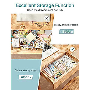 Kootek 9 Pcs Drawer Organizer 4-Size Bathroom Drawer Organizers Clear Plastic Desk Storage Bins Vanity Makeup Drawer Dividers for Jewelry Dresser Bedroom Kitchen Gadgets Office (Clear)