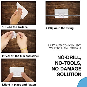 AFFAVON 25pack Outdoor Lights Clips with Adhesive Strips - Waterproof, UV-Resistant, No-Damage, Tool-Free Installation Gutter Hooks for Christmas, Patio,Garden Balcony Decor,Cable Holders for Hanging