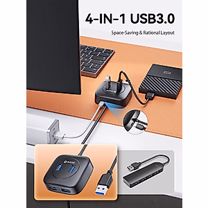 USB Hub, USB 3.0 Hub with 4 USB A Port 5Gbps, 1.8ft Extension Cable, Micro Charging Port, USB Splitter USB Expander for Laptop, HDD, Flash Drive, Macbook, XPS, PS5, TV, PC, Switch More [Universal]
