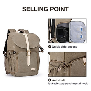 BAGSMART Camera Backpack, DSLR SLR Waterproof Camera Bag Backpack, Anti-Theft Photography Backpack with 15 Inch Laptop Compartment & Tripod Holder & Rain Cover, Green