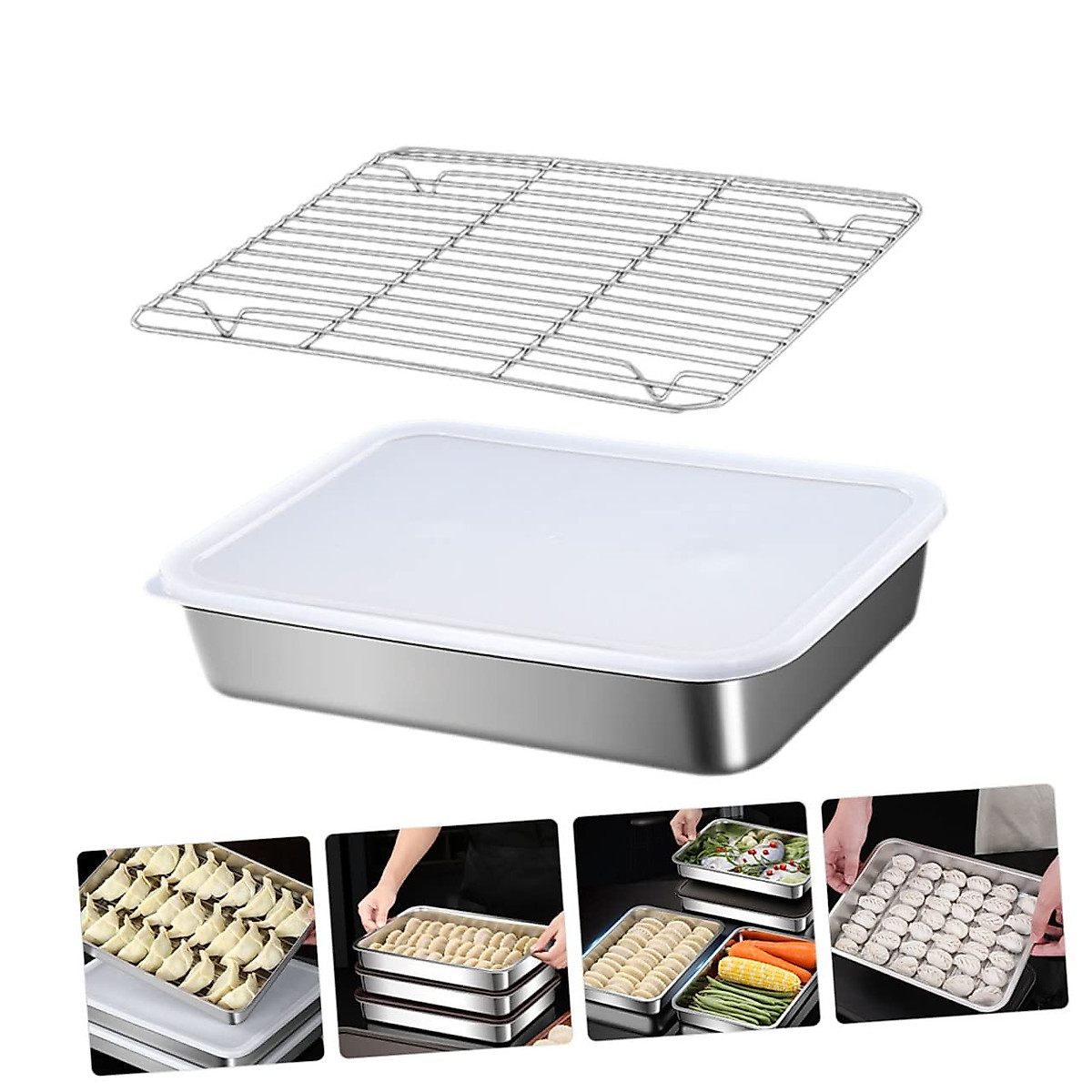 UTHCLO 1Set Dumpling Freezer Box Multi Function Food Storage Container with Lids Stackable Kitchen Organizer Bin for Fridge and Pantry
