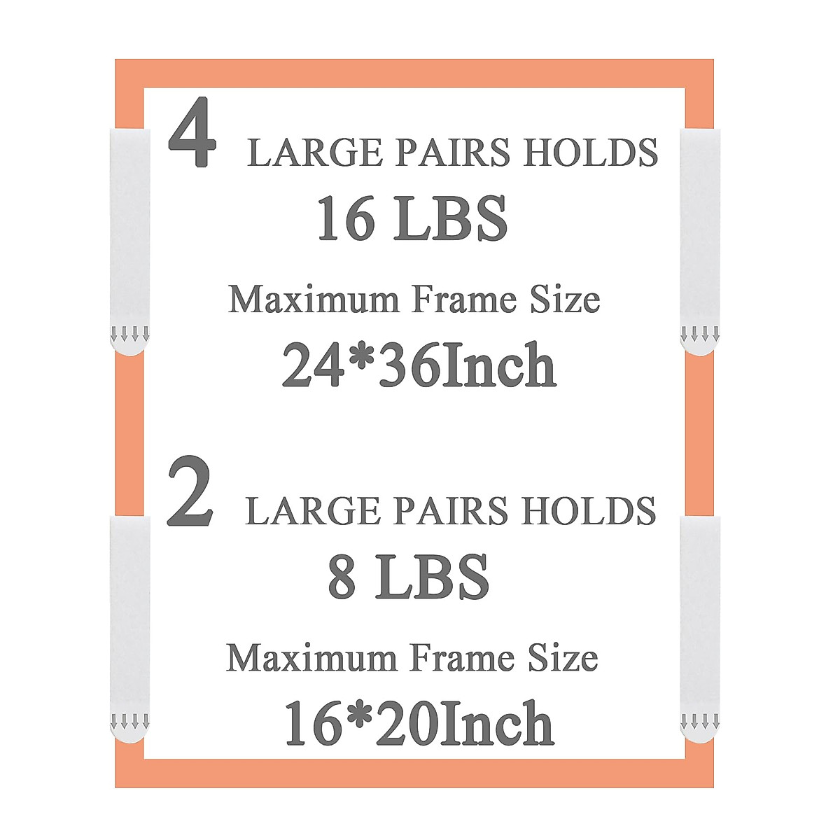 Gisde Large Picture Hanging Strips Heavy Duty, 16-Pairs(32 Strips) Sticky Picture Hangers for Walls No Damage Wall Picture Hangers Without Nails Refill Adhesive Poster Strips