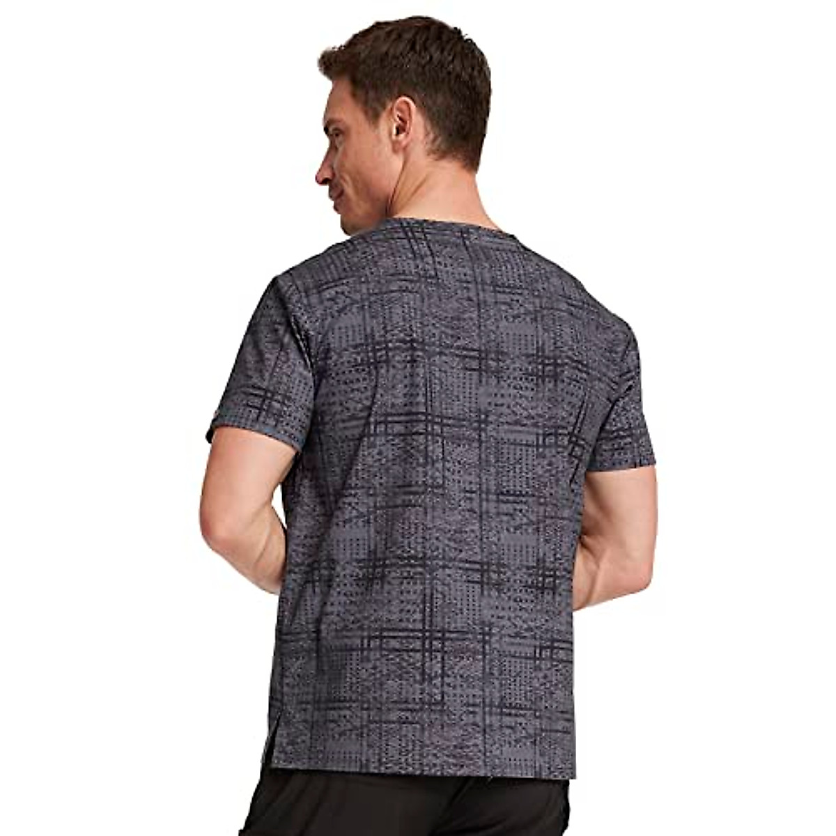 Dickies EDS Men Scrubs Top V-Neck DK725, L, Plaid Distress