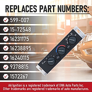 AC Heater Climate Control Module for Chevy, Cadillac, GMC Escalade, C1500, C2500, C3500, K1500, K2500 Suburban, C3500HD, Tahoe Control Panel - 16231175, 16238895, 16240115, 15-72548, 599-007, 9378815