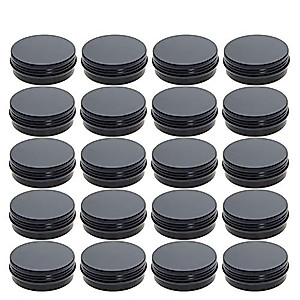 Othmro 20pcs 2oz Metal Round Tins Aluminum Tin Cans Containers with Screw Lid, 68 * 25mm(DxH) Black tin cans for Salve, Spices, Lip Balm, Tea or Candies 60ml