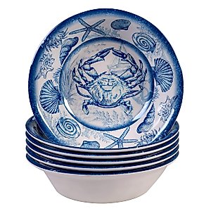 Certified International Oceanic 7.5" Melamine All Purpose Bowl, Set of 6, Multi Colored