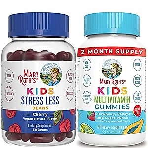 Stress Relief Vita-Beans for Kids & Kids Multivitamin Gummies Bundle by MaryRuth's | Magnesium Citrate & L-Theanine | Natural Calm, Relaxation, Stress and Mood Support | Immune Support