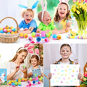Easter Eggs Kids Easter Basket Stuffers - 24Pack Self Inking Stamps with Easter Tattoos for Kids, Plastic Easter Eggs Toys And Treats for Kids, Easter Stuff for Easter Decorations, Gifts, Party Favors