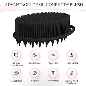 Silicone Body Scrubber, Silicone Loofah, 2 Pcs Silicone Shower Scrubber, Exfoliating Silicone Shower Scrubber, 2 in 1 Silicone Body Scrub Brush Scalp Massager Shampoo Brush for All Skin Men Women Kids