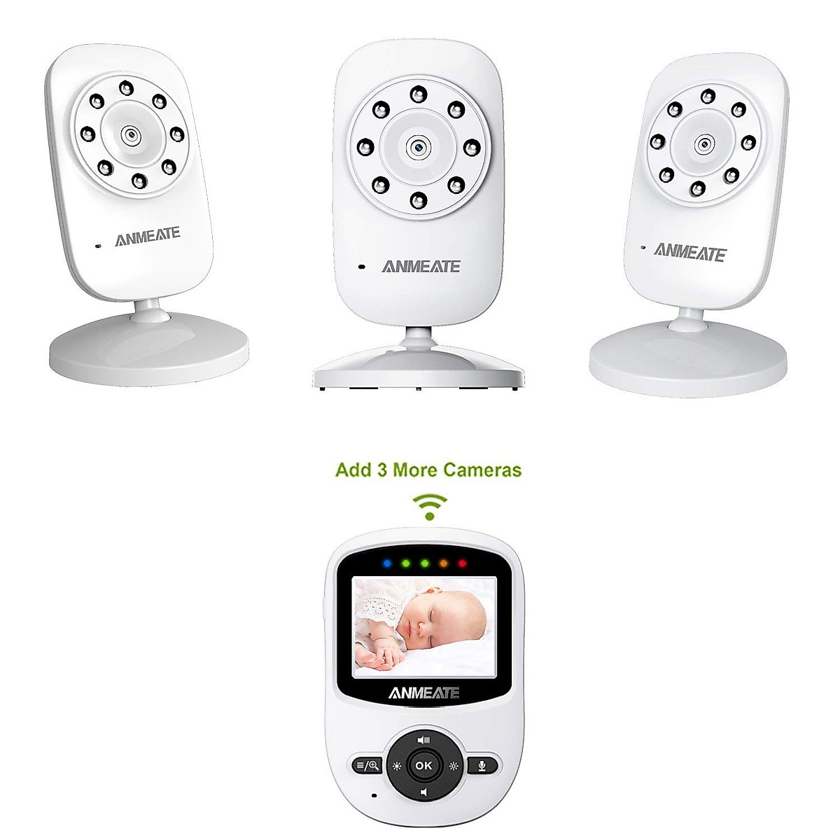 Video Baby Monitor with Camera and Infrared Night Vision, Two-Way Talkback, and Temperature Monitor - Long Range, Monitor Your Baby All Round The Clock,Include 2 Piece Outlet Protector … (2.4'')